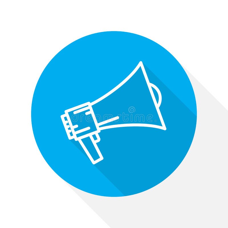 Vector Megaphone Icon. Blue Circle Button Stock Illustration ...