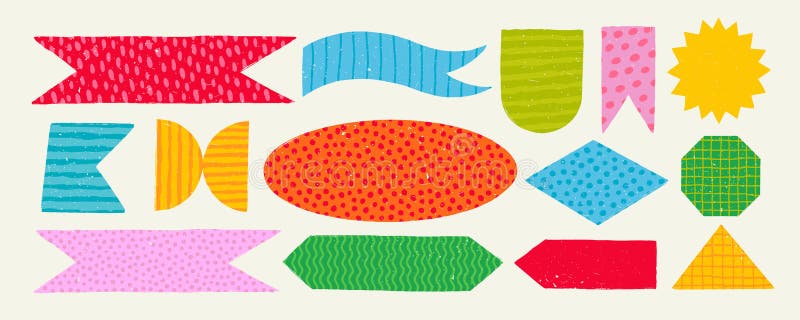 Vector Memo Bookmarks, Flag Banners and Shapes for Notebook or Diary ...