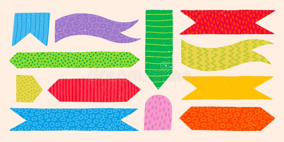 Vector Memo Bookmarks for Notebook or Diary with Childish Patterns ...