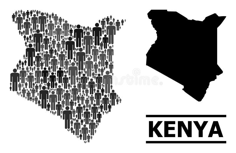 Vector Men Collage Map of Kenya and Solid Map Stock Vector ...