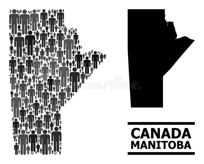 Vector Men Collage Map of Manitoba Province and Solid Map Stock Vector ...