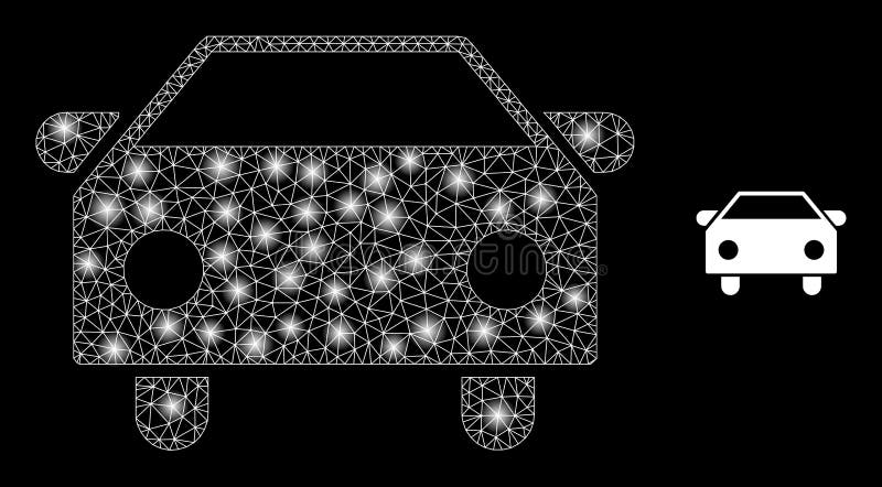 Vector Mesh Net Car with Light Wire Frame Spots Stock Vector ...