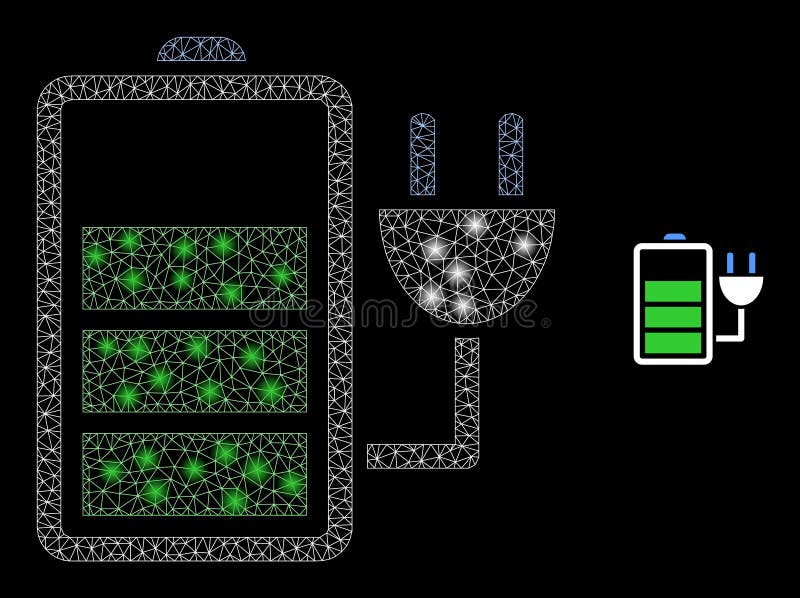 Vector Mesh Net Charge Battery with Bright Network Dots Stock Vector ...