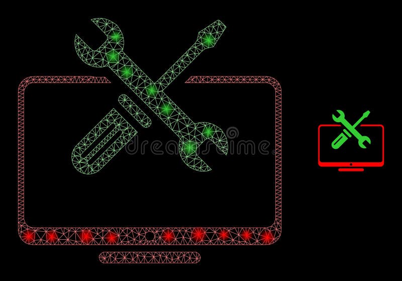 Vector Mesh Net Desktop Tools with Illumitated Network Flashes Stock Vector - Illustration of ...