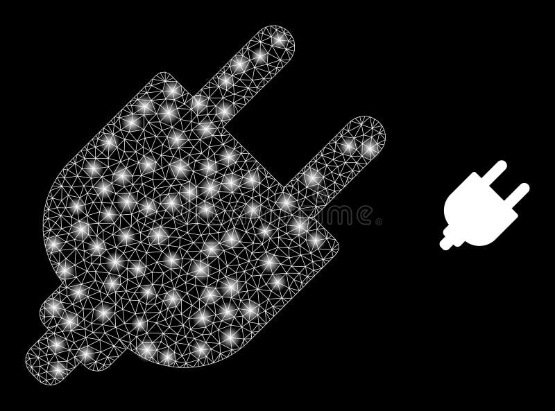 Vector Mesh Net Electrical Plugin with Shiny Wire Frame Stars Stock ...