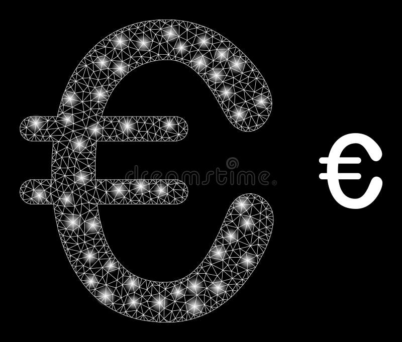Vector Mesh Net Euro Currency with Shiny Carcass Flashes Stock Vector ...