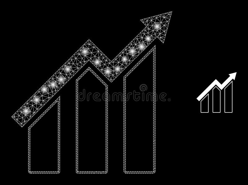 Vector Mesh Net Growing Trend Chart with Illumitated Carcass Flashes ...