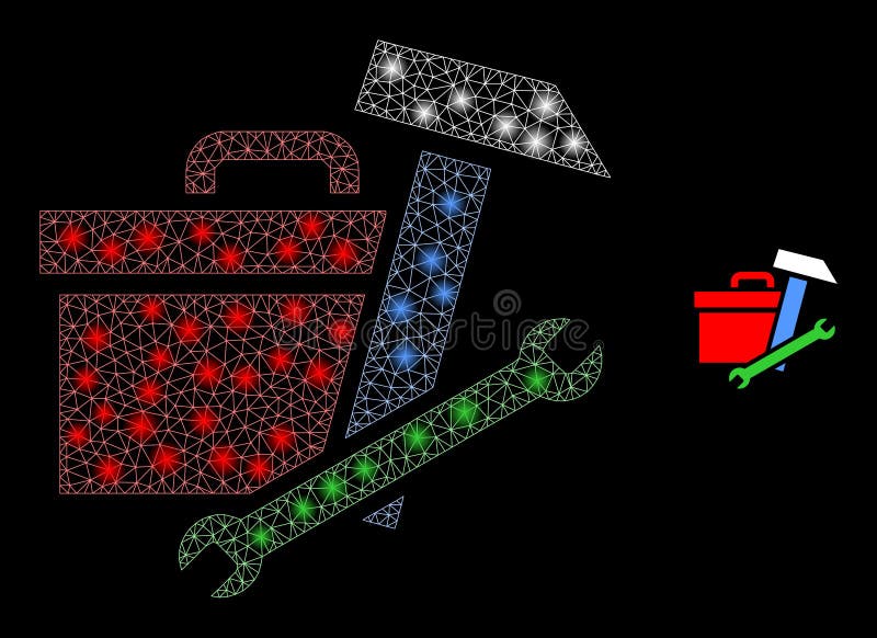 Vector Mesh Net Toolbox with Glare Network Spots Stock Vector ...