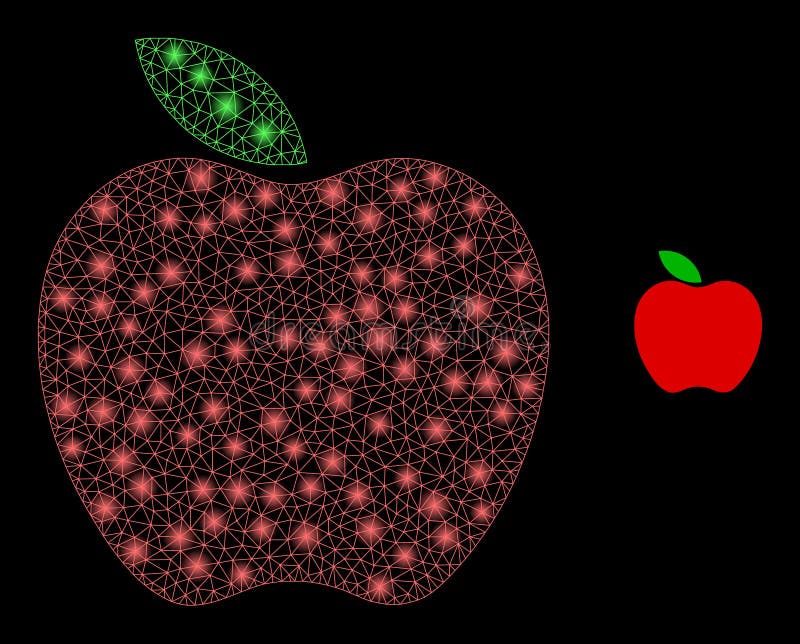Vector Mesh Web Apple with Bright Constellation Flares Stock Vector ...