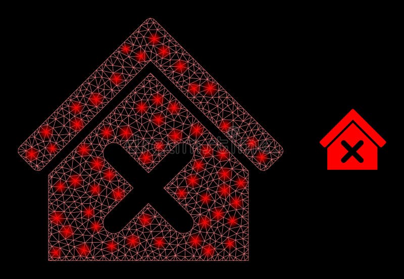 Vector Mesh Web Closed House with Light Constellation Stars Stock ...