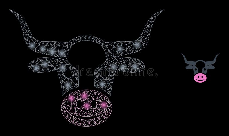 Vector Mesh Web Cow Head with Glowing Constellation Stars Stock Vector ...