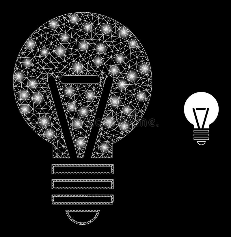 Vector Mesh Web Electric Bulb with Shiny Wire Frame Flares Stock Vector ...
