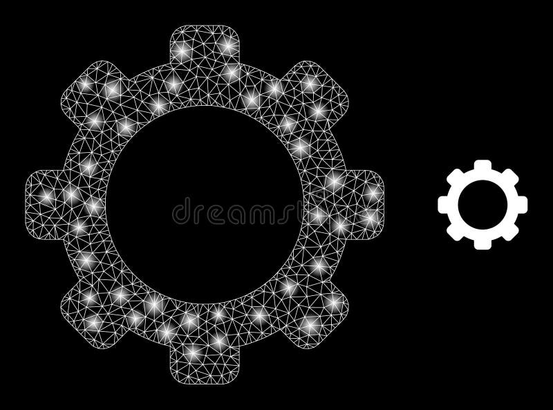 Vector Mesh Web Gear with Light Wire Frame Flares Stock Vector ...