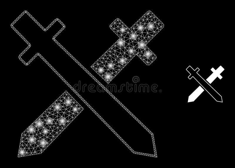 Vector Mesh Web Swords with Light Wire Frame Dots Stock Vector ...