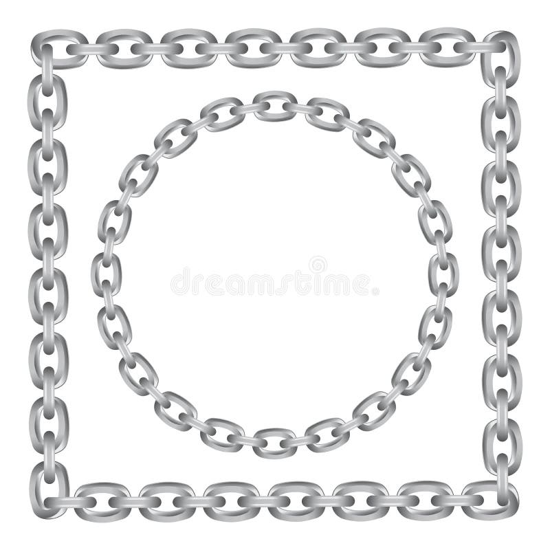 Vector Metal Chain Round and Square Borders Stock Vector - Illustration ...
