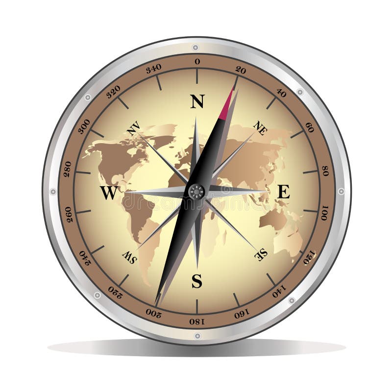 Metal compass stock vector. Illustration of plan, closeup - 8071388