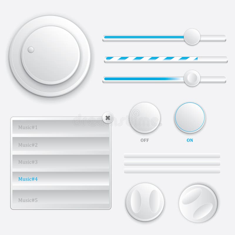 Set of the Detailed UI Elements Stock Vector - Illustration of dial ...