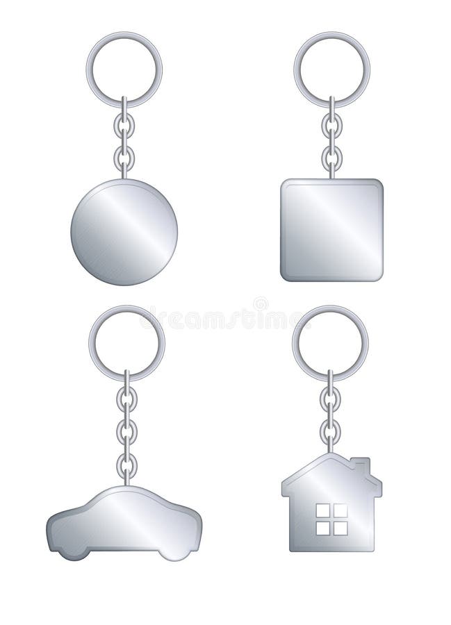 Vector Metal Keychain Realistic Template Set Stock Vector ...