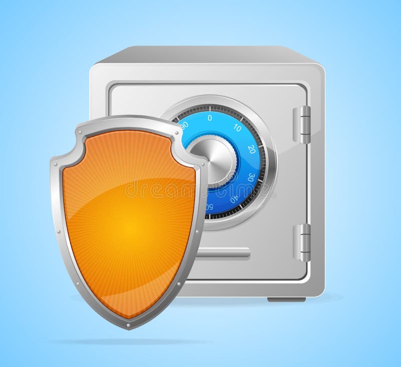 Vector Metal Safe and Shield. Security Concept Stock Vector ...