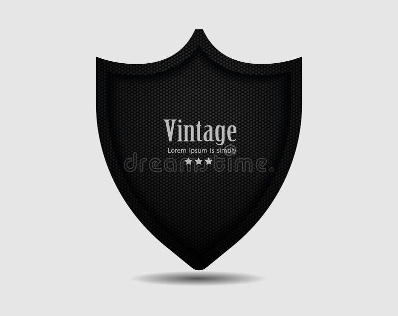 Vector Metal Shield with Dark Black Geometric Grid Carbon Fiber Texture ...