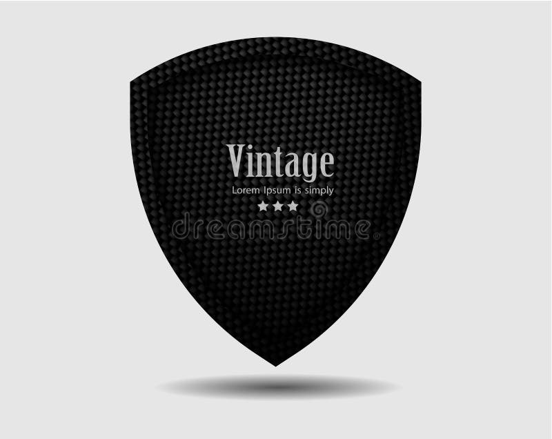 Vector Metal Shield with Dark Black Geometric Grid Carbon Fiber Texture ...