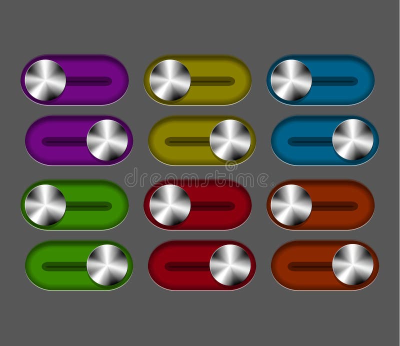 Vector Metal Slide Switch Set Stock Illustration - Illustration of node ...