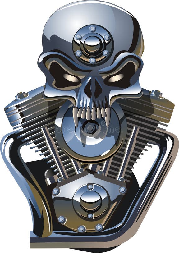 Vector Metall Skull with Engine Stock Vector - Illustration of heavy ...