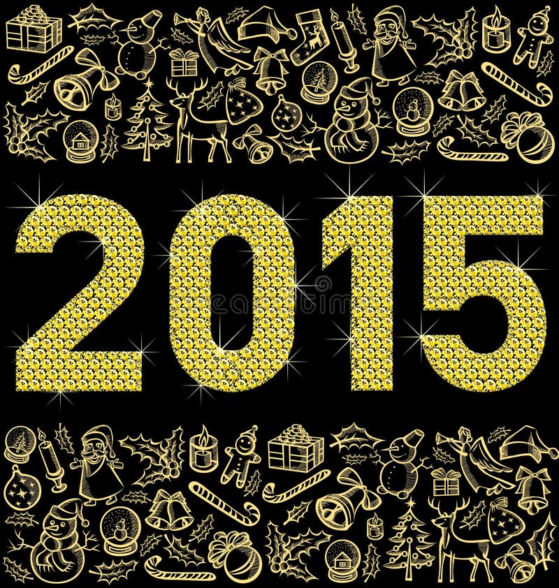 Vector Metallic Numbers 2015 Stock Vector - Illustration of reindeer ...