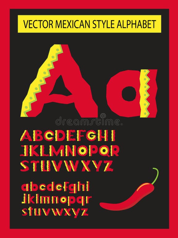 Vector Mexican Style Alphabet Stock Vector - Illustration of decoration ...