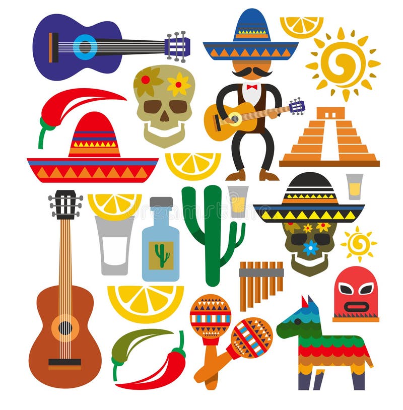 Vector mexico icons stock vector. Illustration of lemon - 35947343