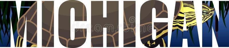 Vector Michigan - American State Word with Painted Turtle Stock Vector ...