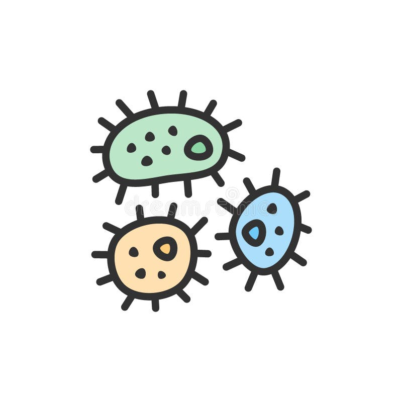 Vector Microbe, Bacteria Flat Color Line Icon. Stock Vector ... Vector Microbe, Bacteria Flat Color Line Icon. Stock Vector ...