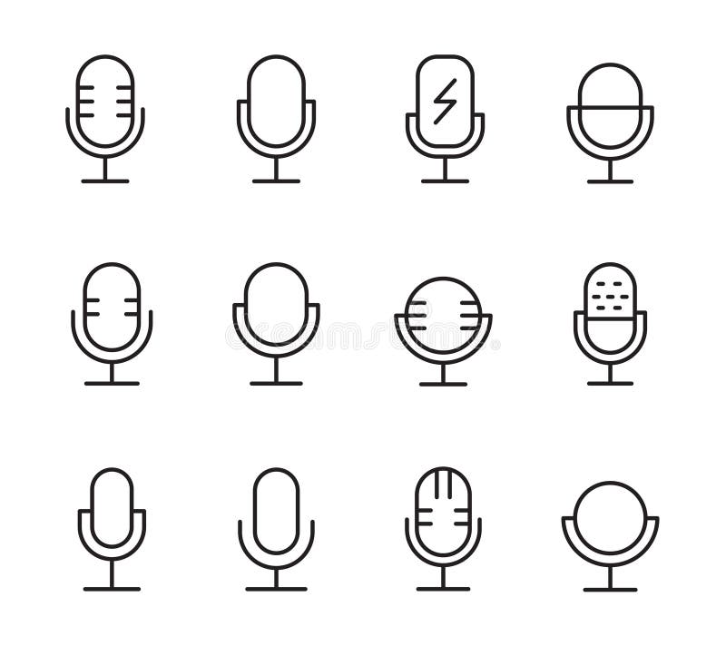 Vector Microphone Icon Collection. Microphone Icon Set Stock Vector - Illustration of symbol ...