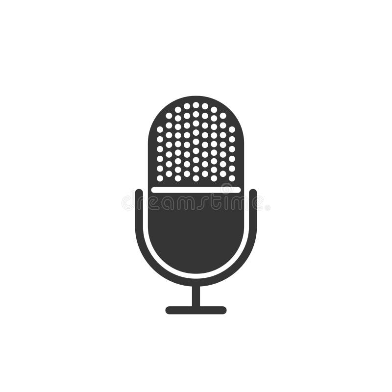 Vector Microphone Icon in Flat Design Stock Illustration - Illustration ...