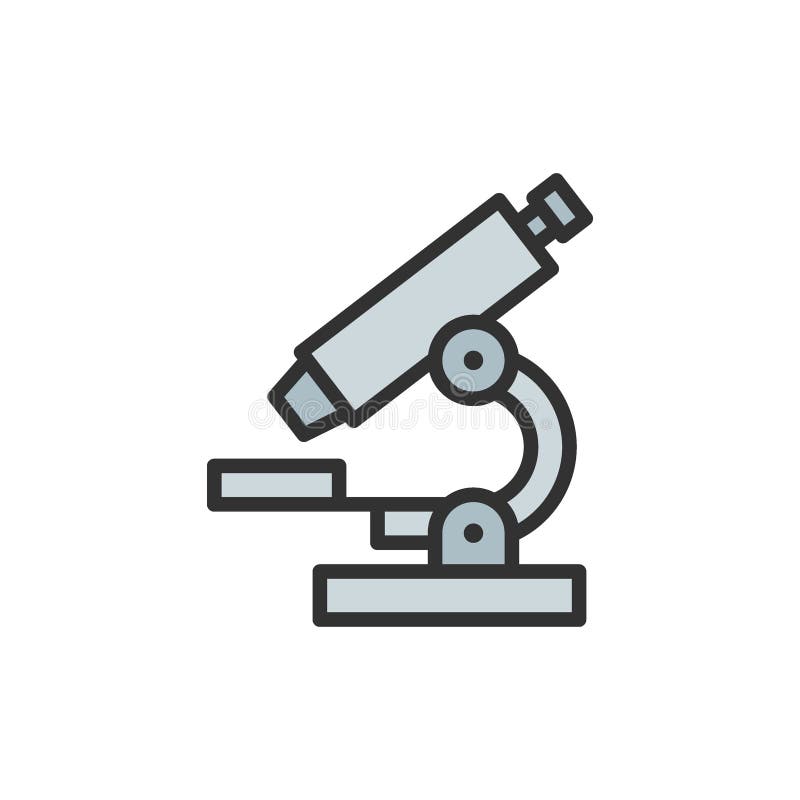 Vector Microscope Flat Color Line Icon. Isolated on White Background ...