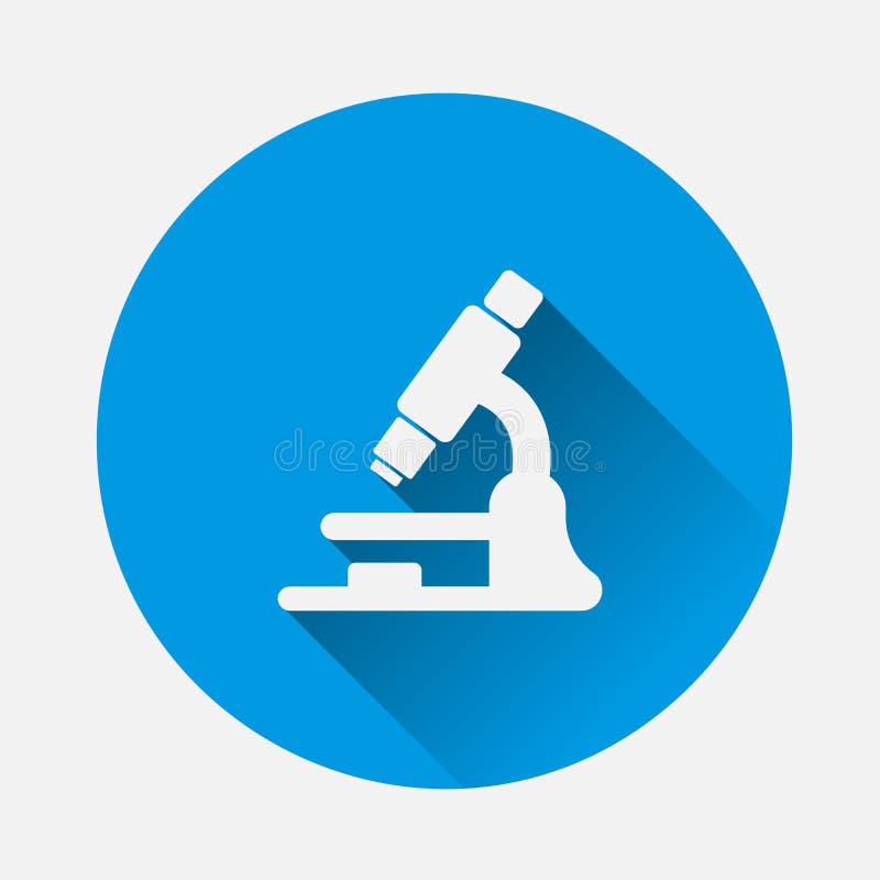 Vector Microscope Icon on Blue Background. Flat Image Laboratory Stock ...