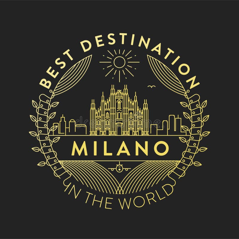 Vector Milano City Badge, Linear Style Stock Illustration ...