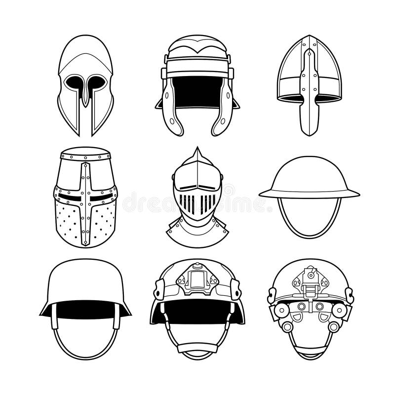 Vector Military Combat Helmets Pack Stock Vector - Illustration of ...