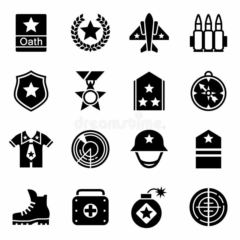 Military Icon Set. Constructor, Kit Stock Vector - Illustration of ...