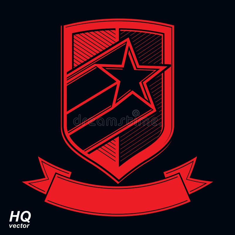Vector Military Shield with Pentagonal Comet Star, Protection he Stock ...