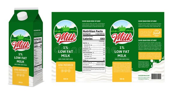 Vector Milk Carton Box Packaging Design Stock Vector - Illustration of ...