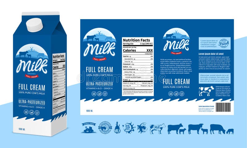 Vector Milk Carton Packaging Design Stock Vector - Illustration of ...
