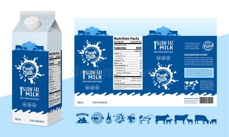 Vector Milk Carton Packaging Design Stock Vector - Illustration of ...