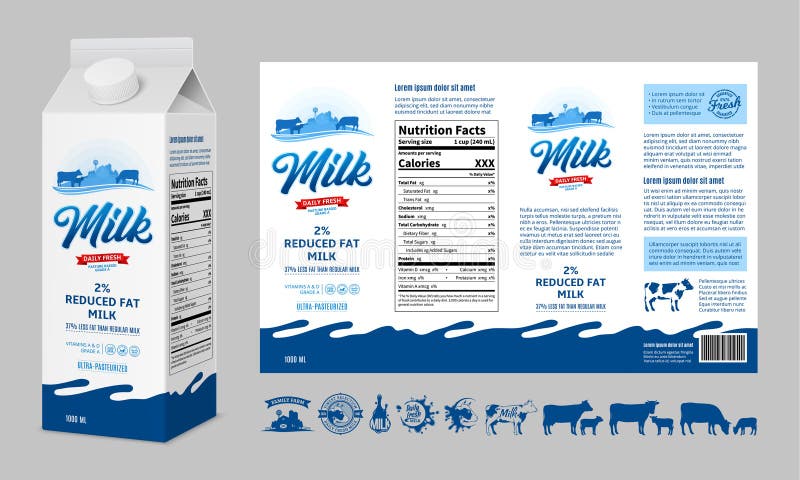 Vector Milk Carton Packaging Design Template Stock Vector ...