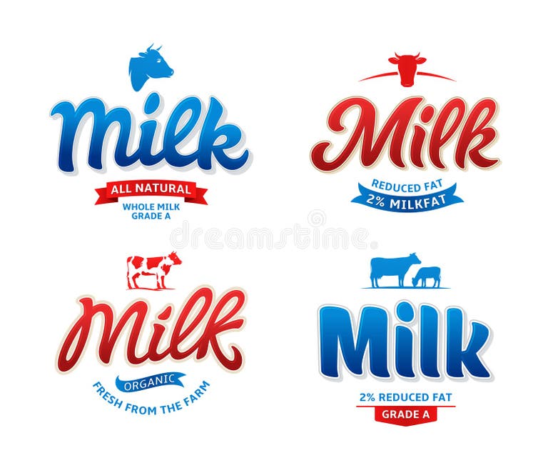 Vector Milk Labels for Milk Packaging Design Stock Vector ...