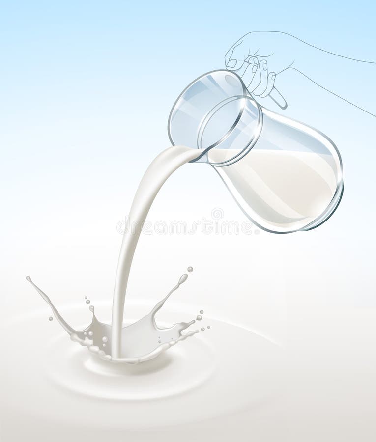 Vector Milk Splash Stream Flow from Glass Jug Background Stock Vector ...