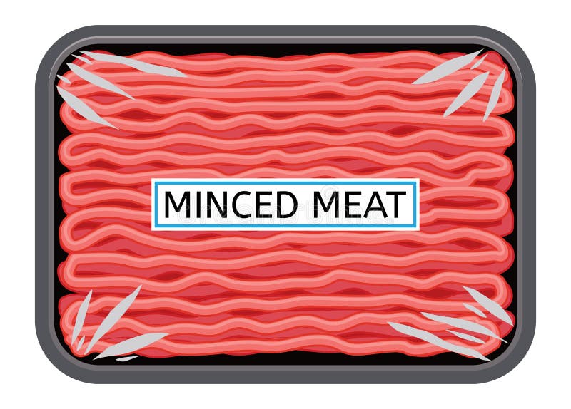 Vector Minced Meat in Plastic Tray Stock Vector - Illustration of ...