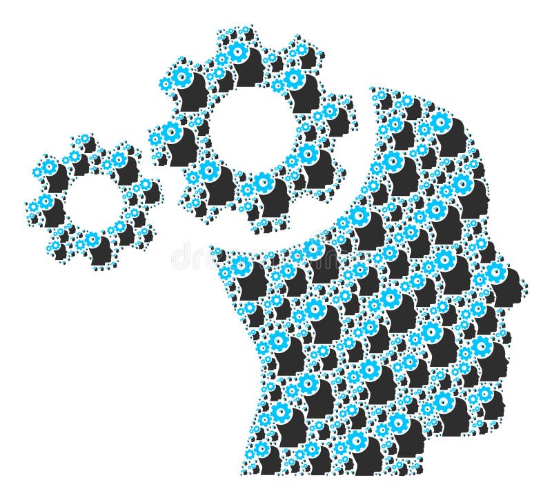 Mind Gears Icon Recursive Collage Stock Vector - Illustration of ...