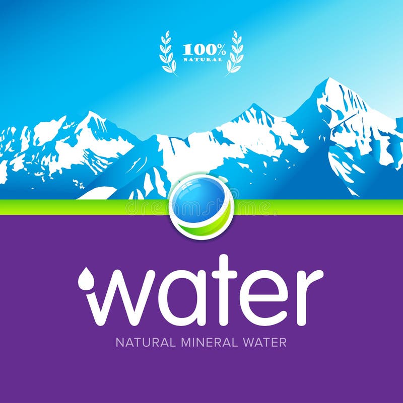 Vector Mineral Bottled Spring Water Logo Design Label Template ...