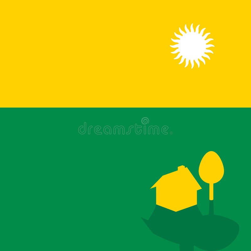 Vector Minimal Green and Yellow Plain Landscape Stock Illustration ...